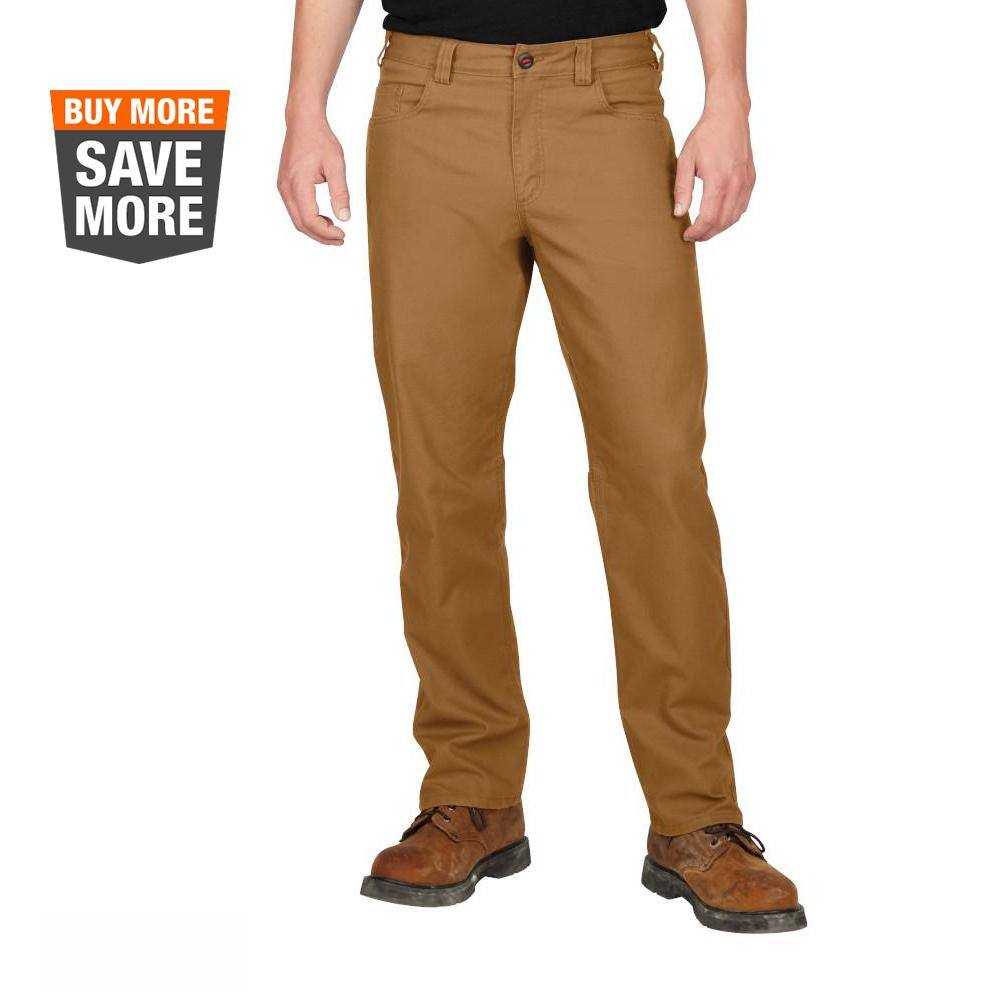 Milwaukee Men's 30 in. x 34 in. Khaki Cotton/Polyester/Spandex Flex ...