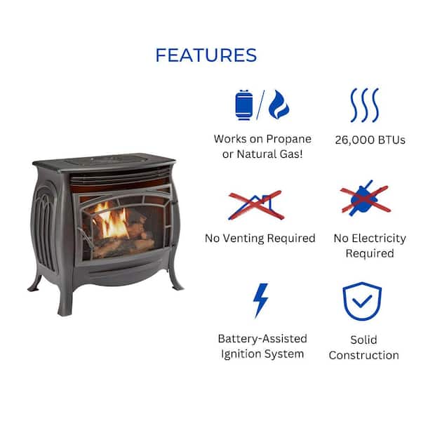 Duluth Forge Dual Fuel Ventless Gas Stove - Model FDSR25, Matte Finish ...