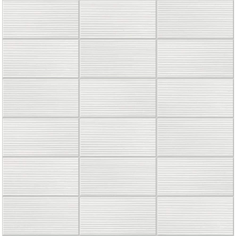 LILLIAN AUGUST 30.75 sq. ft. Luxe Haven Morning Fog Rib Tile Vinyl Peel ...