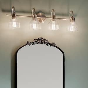 KICHLER Avery 33.5 in. 4-Light Black Industrial Bathroom Vanity Light ...