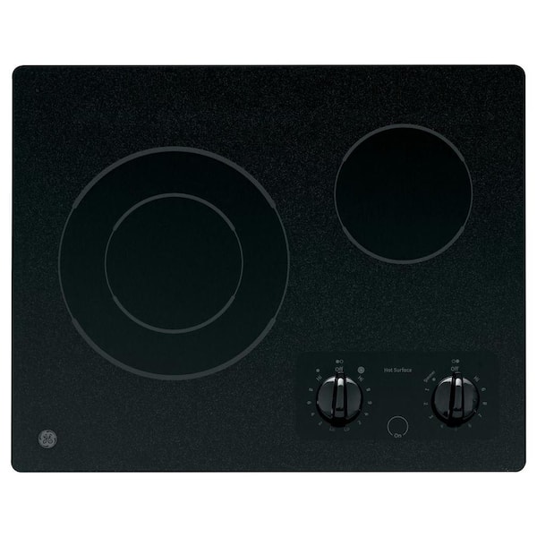 GE 21 in. Glass Ceramic Electric Cooktop in Black with 2 Elements ...