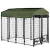 PawHut 0.0007-Acre Black Steel In-Ground Dog Fence Dog Kennel with ...