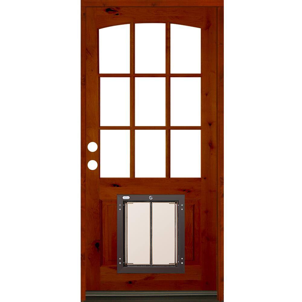 Krosswood Doors 36 in. x 80 in. Right-Hand Arch Top 9 Lite Clear Glass ...