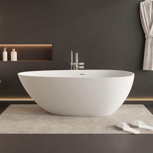 Xspracer Moray 71 in. x 35.5 in. Solid Surface Stone Resin Freestanding ...