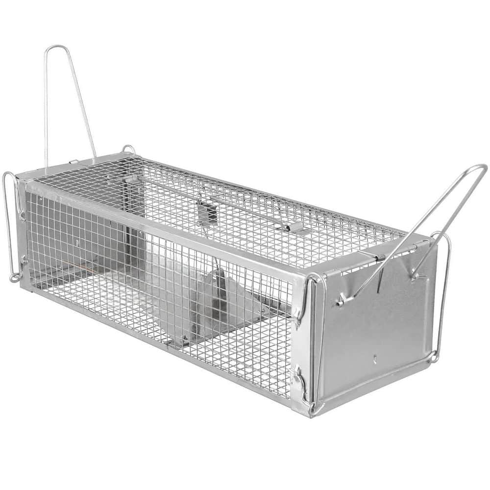 Dual-Door Humane Live Rodent Trap-Dense Mesh, Zinc-Plated Steel with 2 ...
