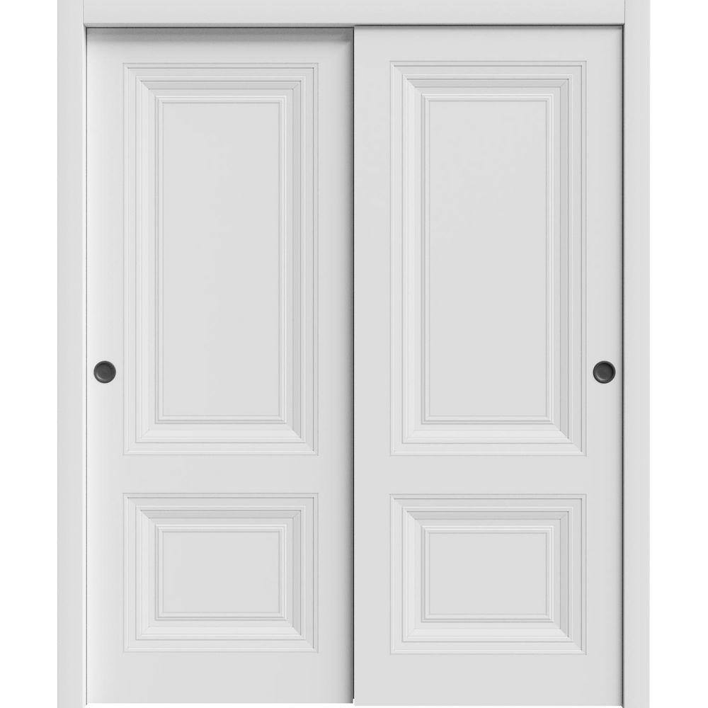 Sartodoors 7772 48 in. x 80 in. Sold Core White Color Wood Sliding Door ...