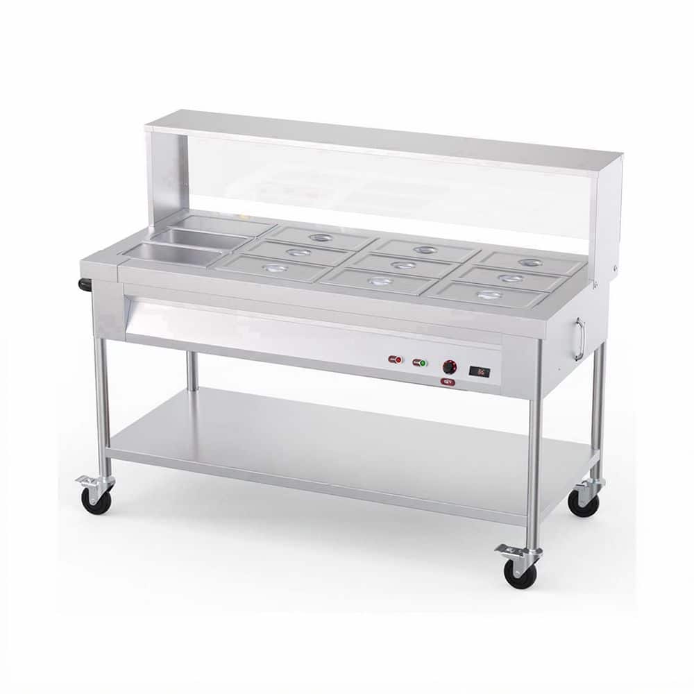 Garvee 96 qt. Stainless Steel Buffet Server with 12 Crocks, 1500W ...
