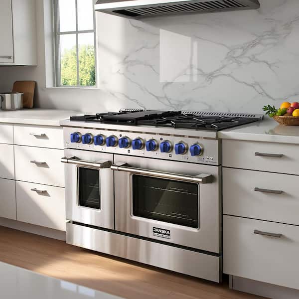 JANSKA 48 in. 6.7 Cu. Ft. Professional Freestanding Dual Fuel Range ...
