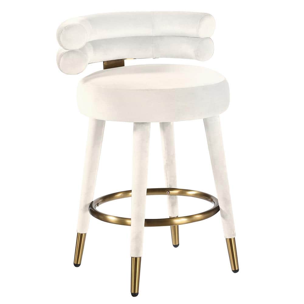 Best Master Furniture 35 in. H Louie Cream Velvet Counter Height Stool ...