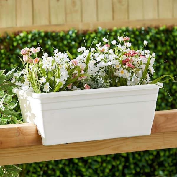 White Plastic Planters That Fit Over Railings