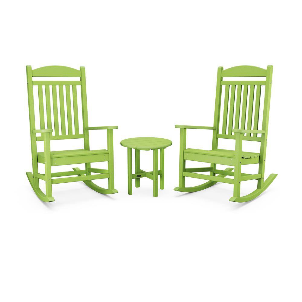 POLYWOOD Grant Park Light Green 3-Piece Plastic Outdoor Rocking Chair ...