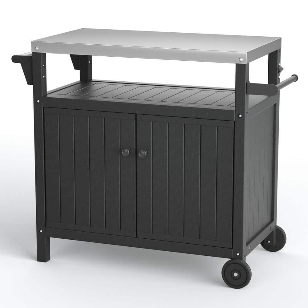 UPLAND Outdoor Grill Cart Table with Storage Waterproof Grill Cabinet ...