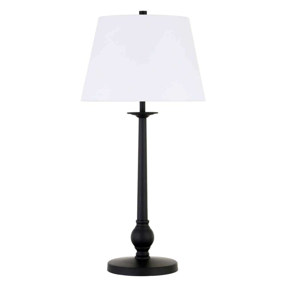 HomeRoots 28 in. White Modern Integrated LED Buffet Table Lamp with ...