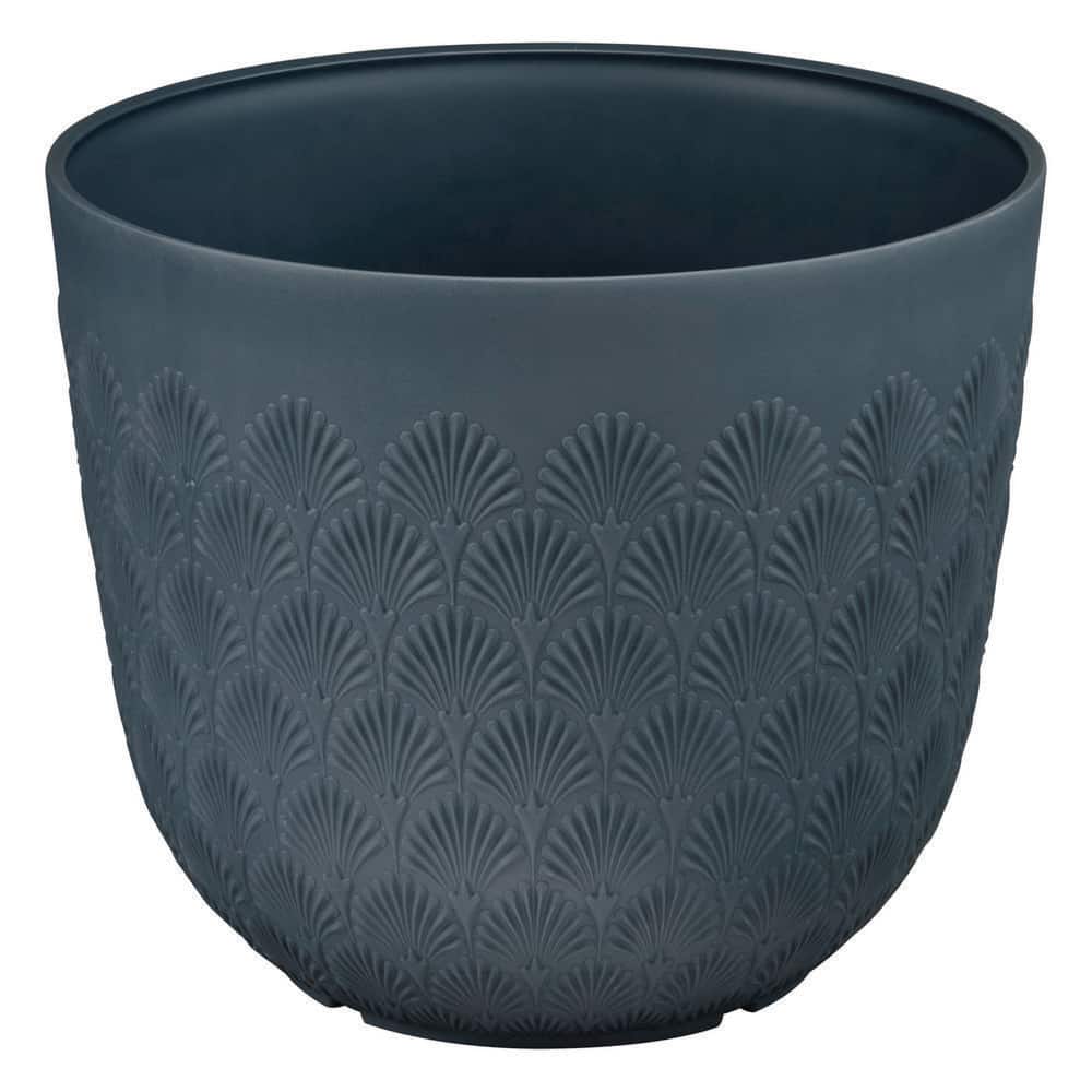 Vigoro Aviva Medium Navy Blue Fiberglass Recycled Round Planter with ...