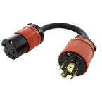 AC WORKS 1 ft. Adapter Cord 3-Phase 30 Amp 250-Volt L15-30P 4-Prong Plug to L6-30R Locking 250 ...