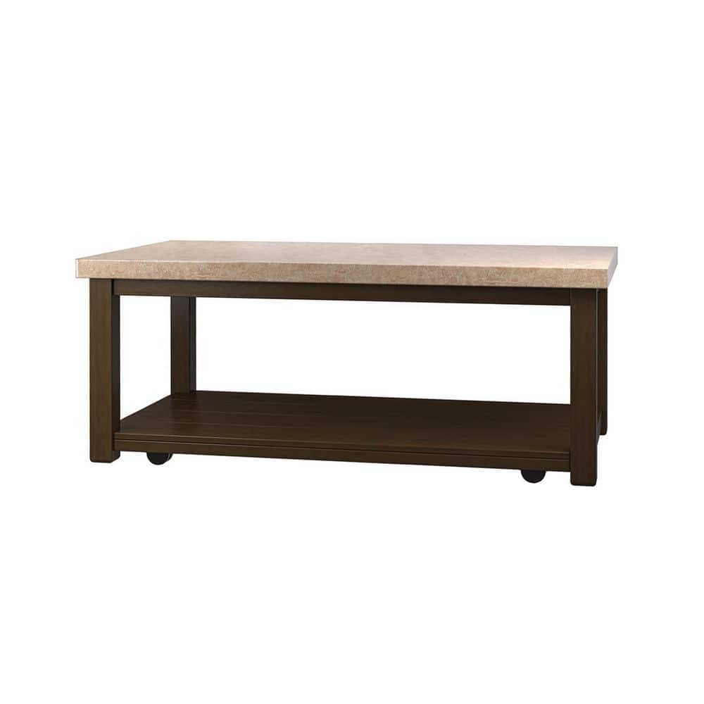 JAYDEN CREATION Noemi 48 in.Tan Rectangle Wood Coffee Table with Solid ...