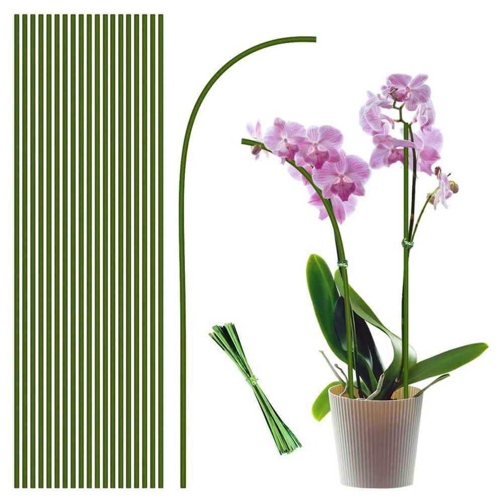 .N/A 18 in. Green Bendable Steel Plant Support Stakes for Indoor ...