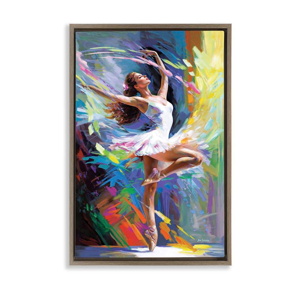 Stupell Industries Bright Hued Dancing Ballerina by Leon Devenice Brown ...