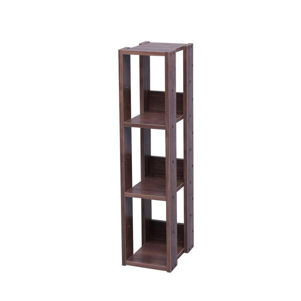 IRIS 34.63 in. Brown Faux Wood 3-shelf Standard Bookcase with ...
