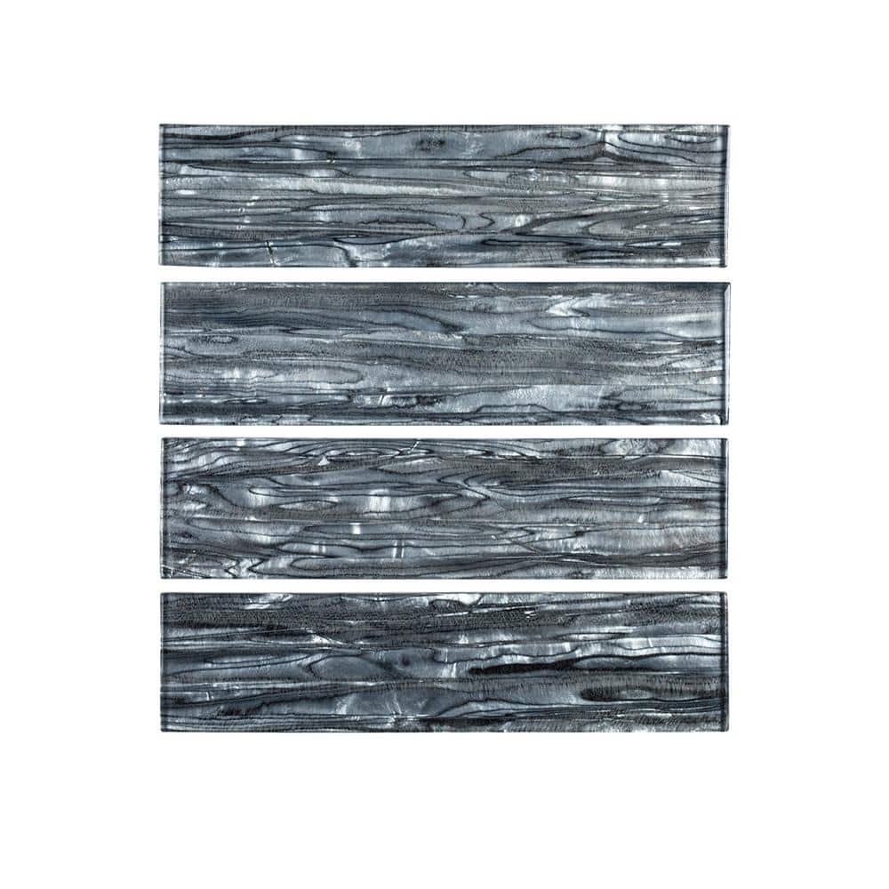 Jeffrey Court Abalone Gray 3 in. x 12 in. Glossy Glass Wall Tile (1 sq ...