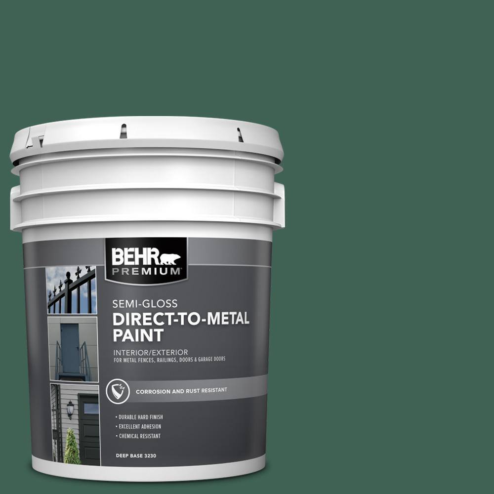 BEHR PREMIUM 5 gal. #M430-7 Green Agate Semi-Gloss Direct to Metal ...