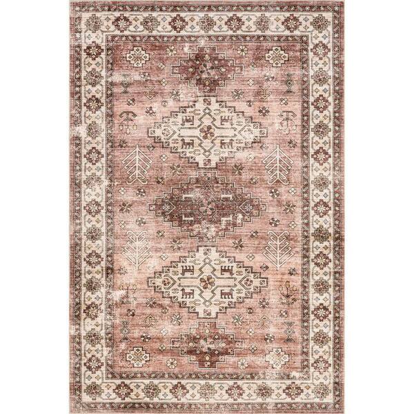 RUGS USA Barbary Distressed Machine Washable Blush 4 ft. x 6 ft. Indoor ...