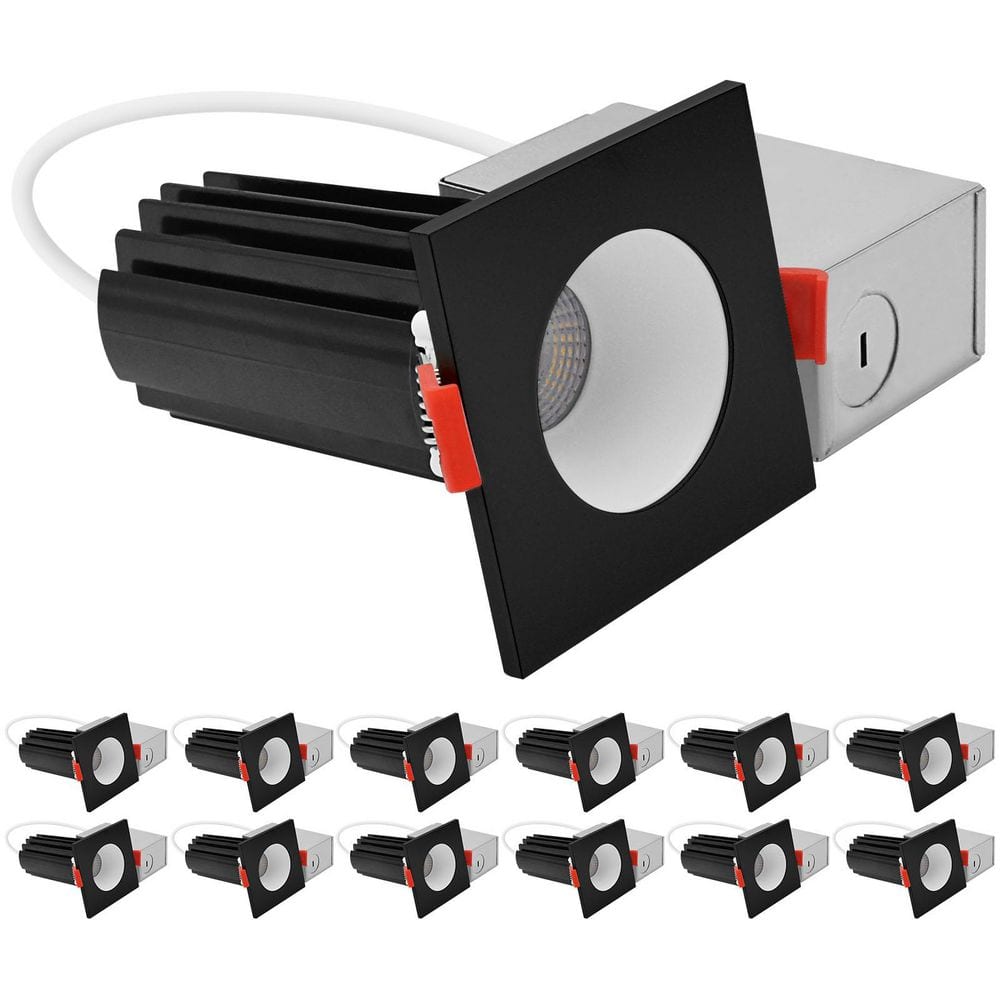LUXRITE 2 in. Integrated LED Recessed Canless Light with Square Black ...