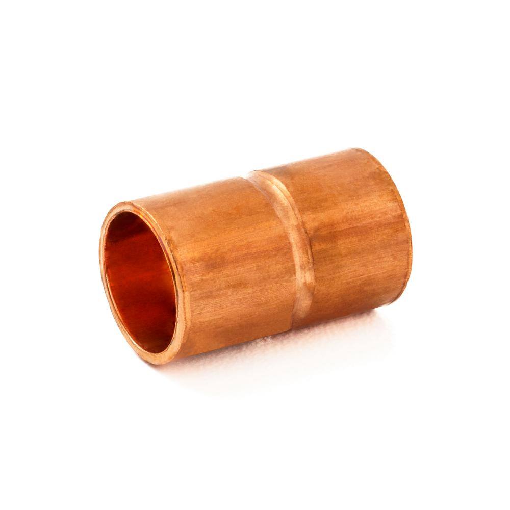 Everbilt 1/4 in. Copper Pressure Cup x Cup Coupling with Stop Fitting W ...