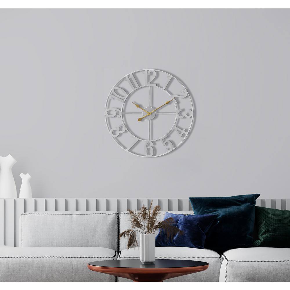 Sorbus Silver Metal Analog Numeral Wall Clock CLK-WAL40N-SIL - The Home ...
