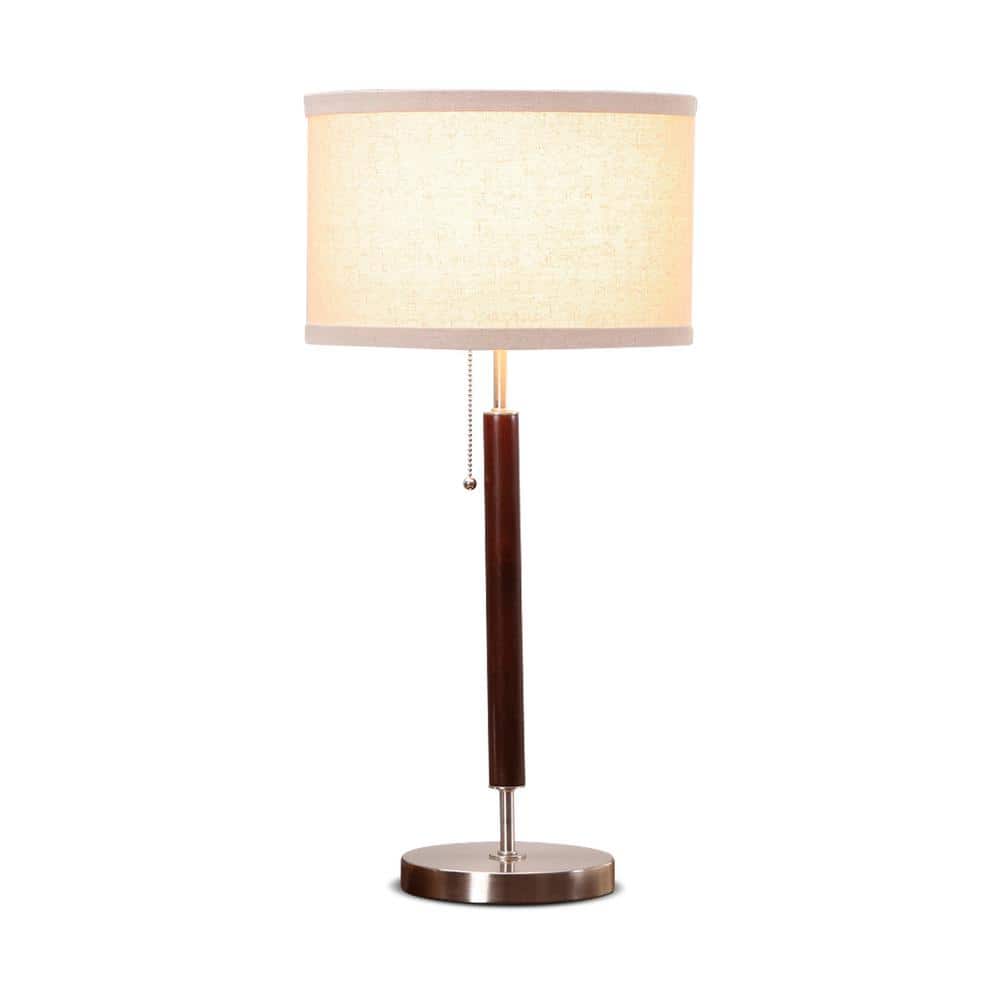 Brightech Carter 26 in. Walnut Brown Mid-Century Modern LED Standard ...