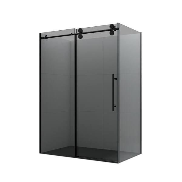 ROSWELL Echarri 56 in. W x 78 in. H Rectangle Sliding Frameless Corner Shower Dooe Enclosure in ...