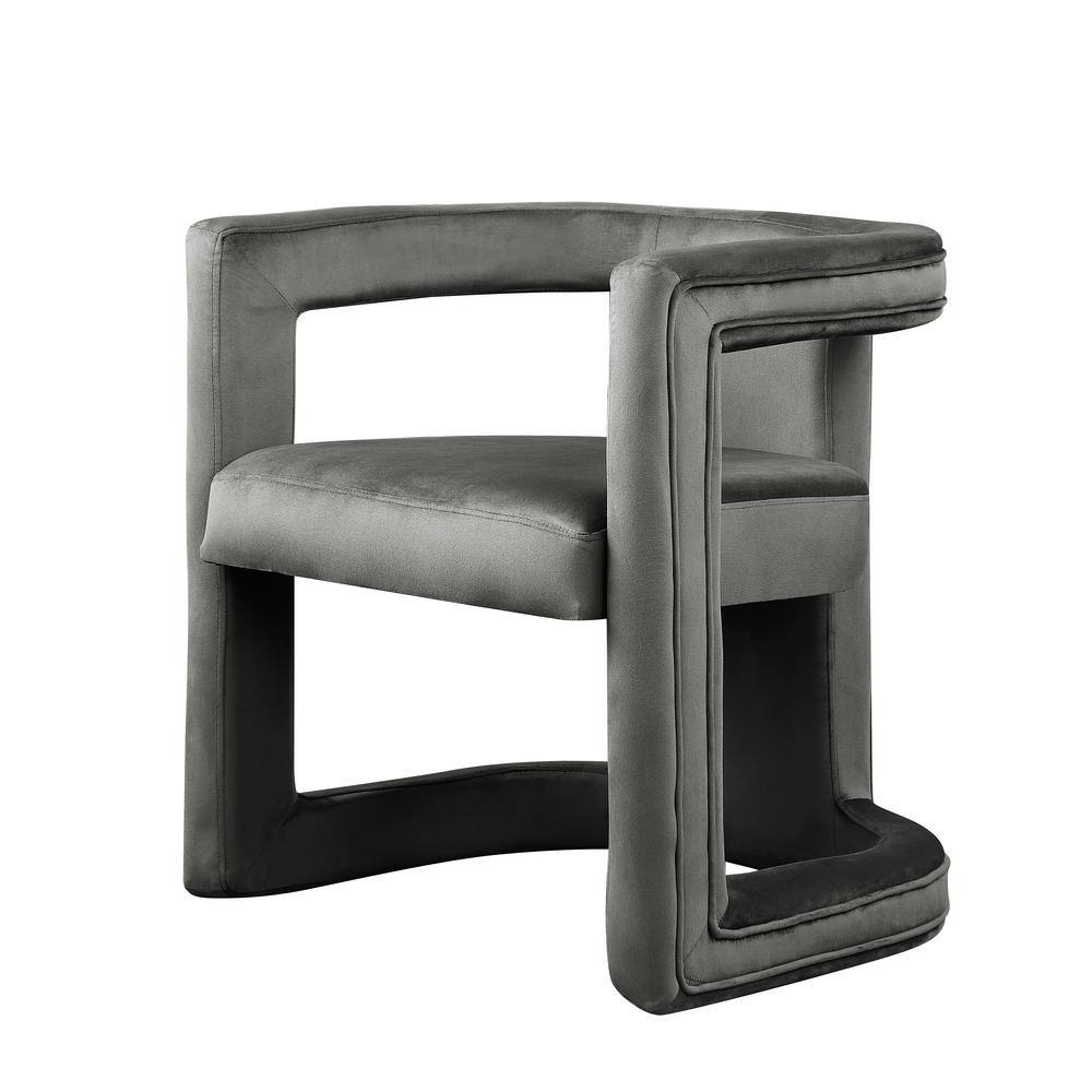 Best Master Furniture June 25.5 in. L Dark Gray Velvet Arm Chair ...