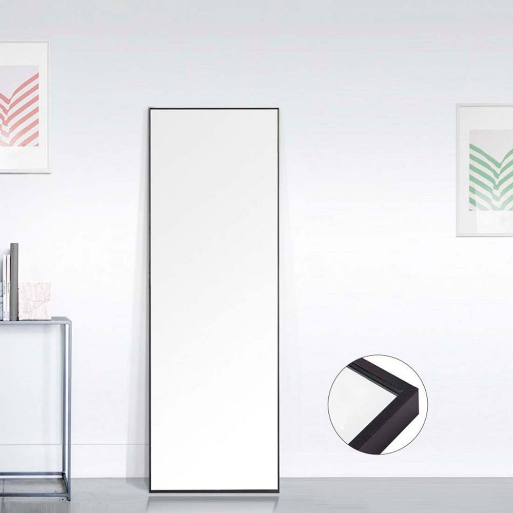 16 in. W x 59 in. H Full Length Rectangular Framed Black Mirror with ...