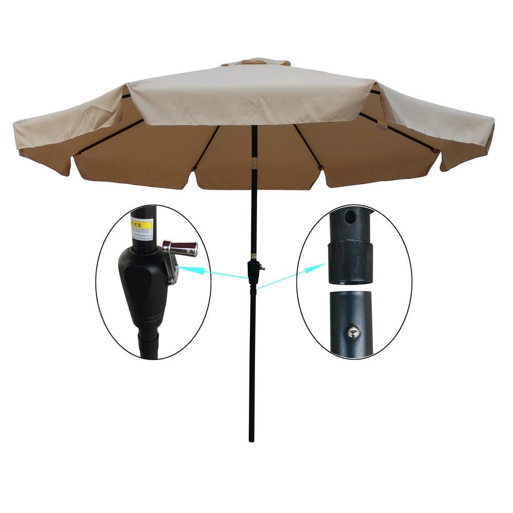 ITOPFOX 10 ft. Tan Patio Umbrella Market Table Round Umbrella Outdoor ...