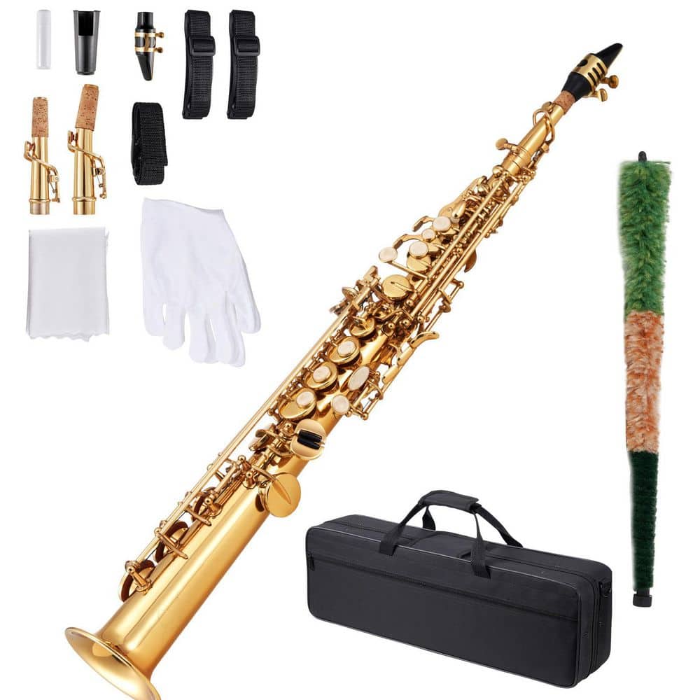 SKYSHALO Straight Soprano Saxophone B Flat Brass, Saxophone Beginner ...