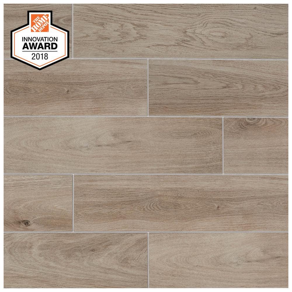 Lifeproof Blonde Wood 6 in. x 24 in. Glazed Porcelain Floor and Wall ...