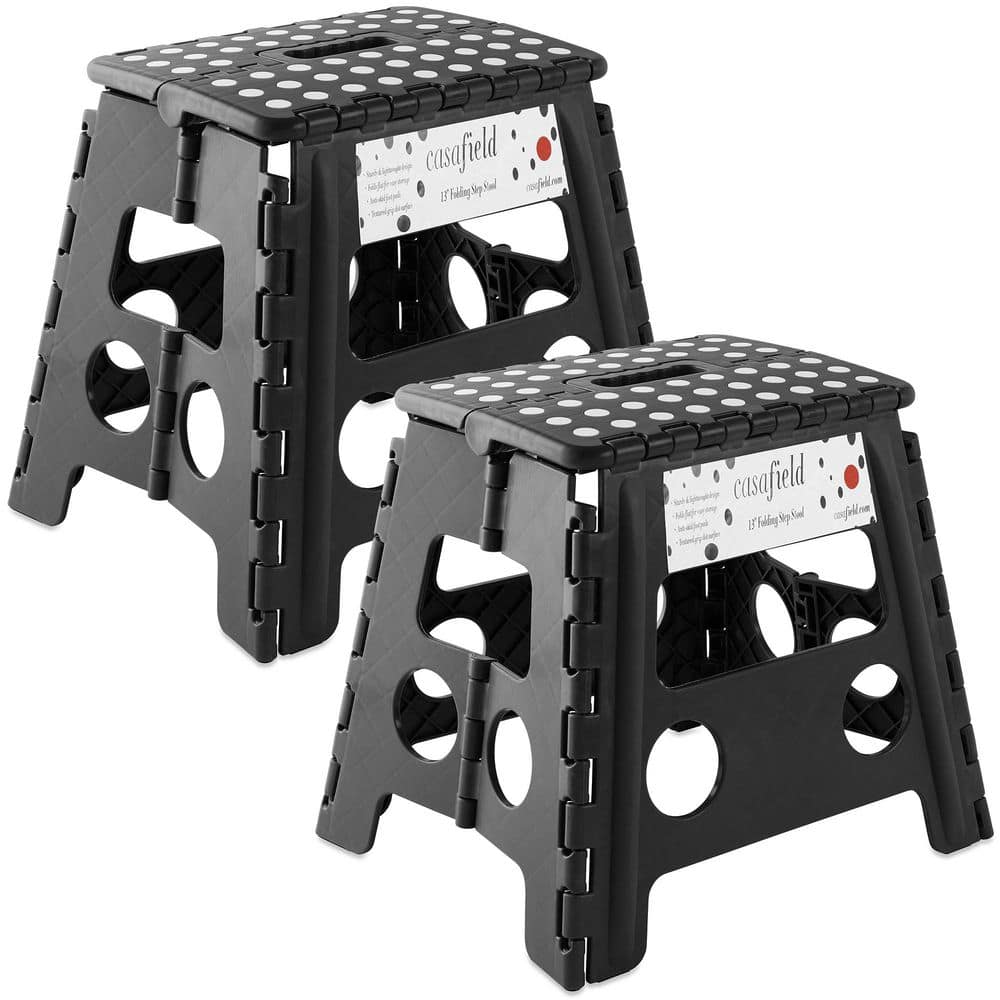 Casafield 1-Step 13 in. Black Plastic Step Stool, (2.10 ft. Reach ...