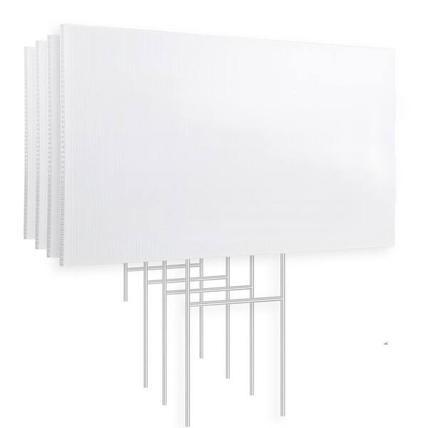 17 in. x 12 in. White Plastic Yard Signs with Metal Garden Stake for ...