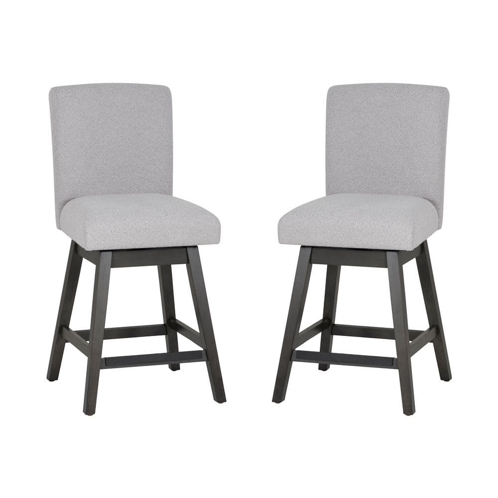 Linon Home Decor Capri Swivel 26 in. Gray Full Back Wood Counter Stool ...