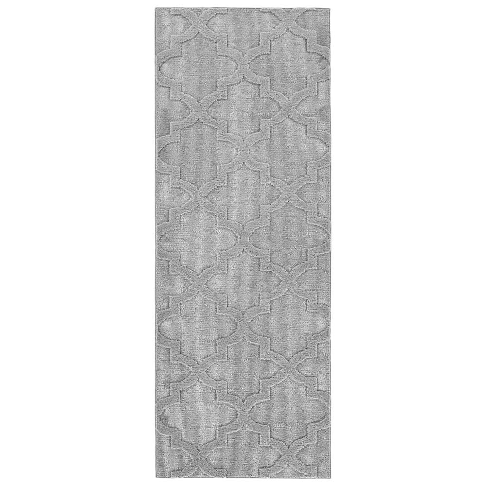 Garland Rug Silver Quatro 3 ft. x 8 ft. Cut-loop Trellis Area Rug ...