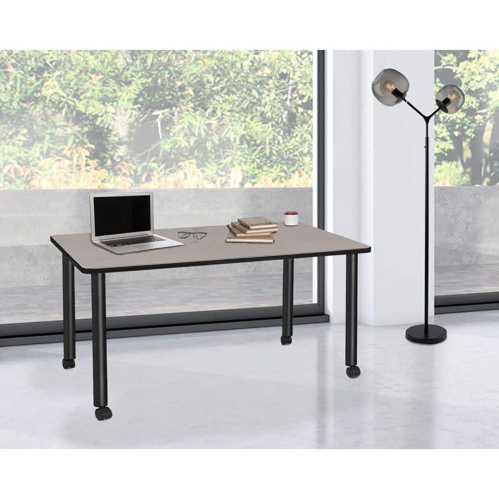 Regency Kee 66 in x 24 in. Maple Brown Top Mobile Desk, Black Legs ...