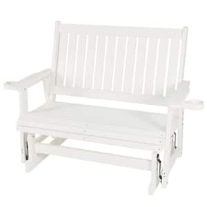 Innovaze 3-Person Wood Outdoor Glider with Cup Holders, High Roll Back ...