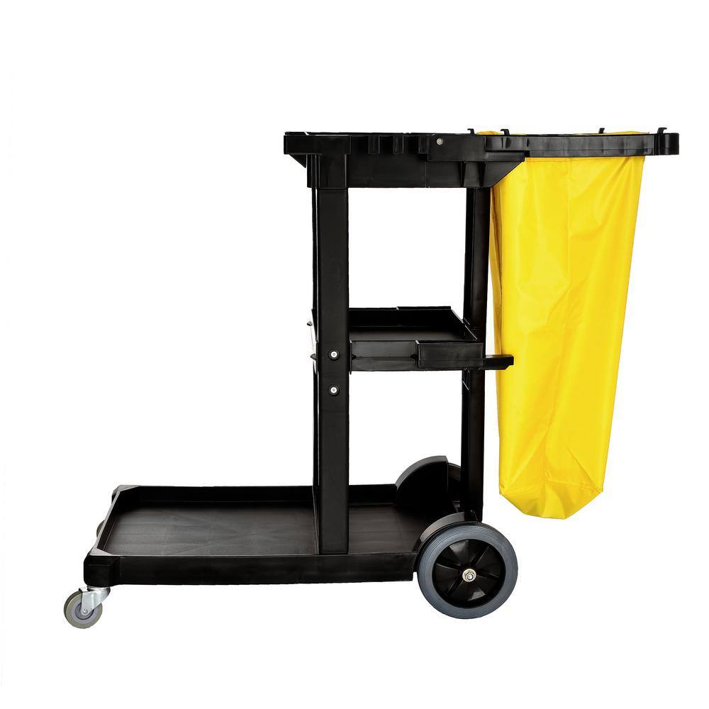 Alpine Industries 3-Shelf Janitorial Platform Cleaning PVC Cart with ...