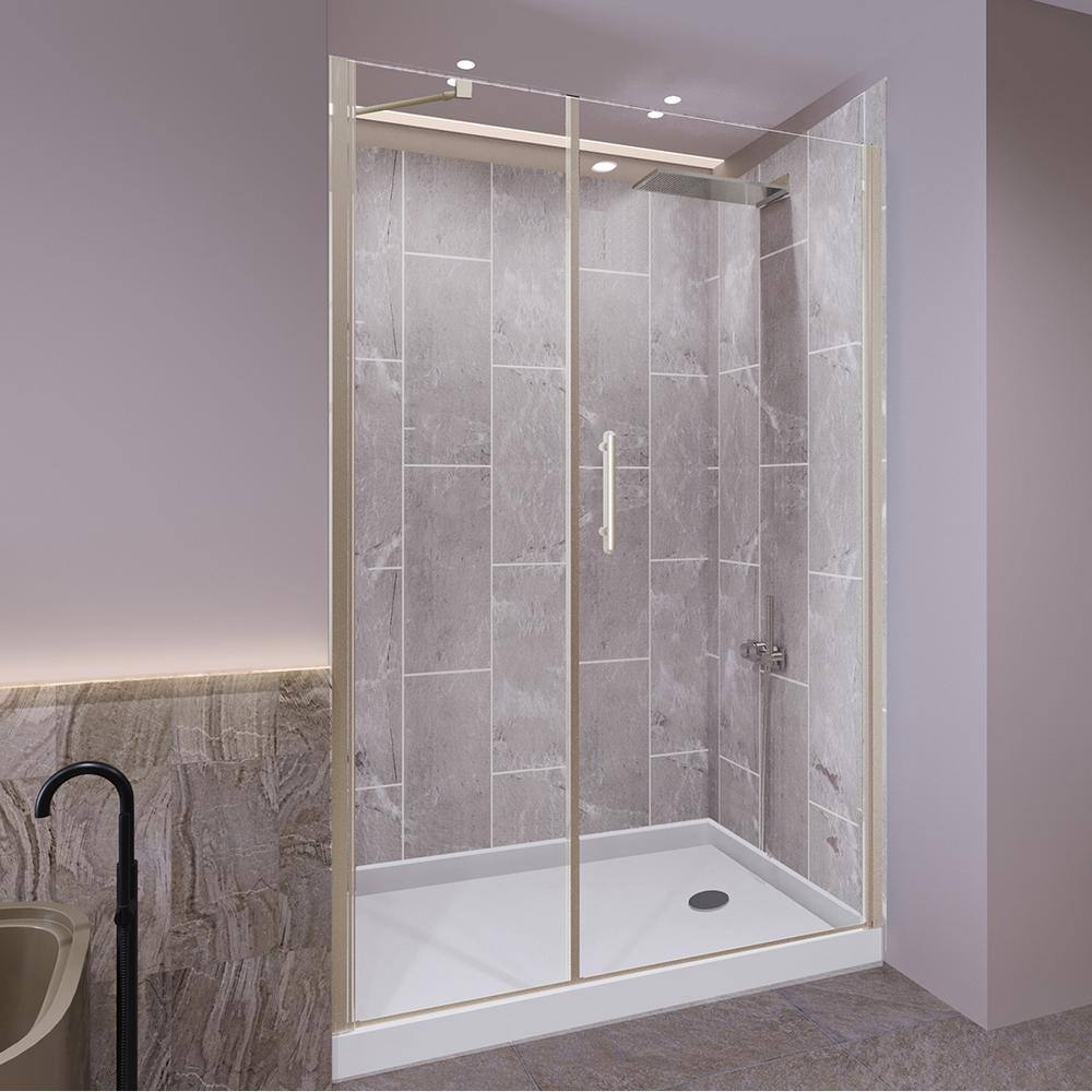 NuVo Platinum Grey-Salishan 48 in. L x 32 in. W x 83 in. H Base/Wall ...
