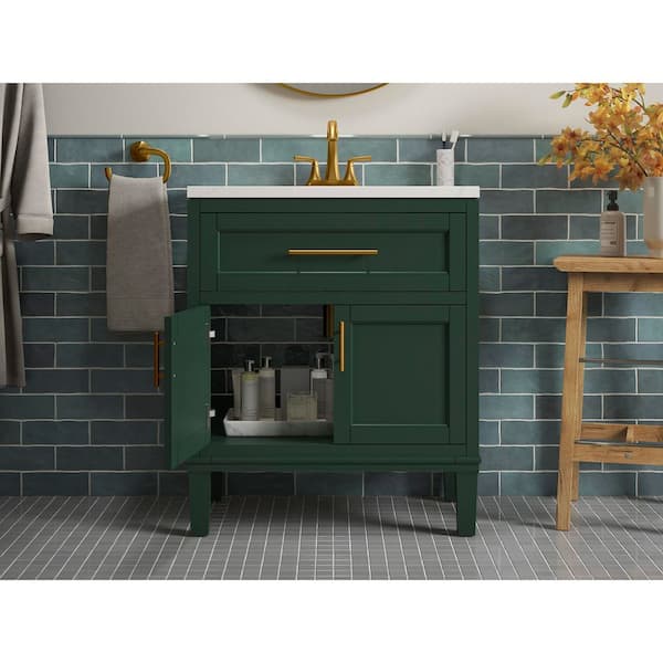 KOHLER Chesil 30 in. Single Sink Freestanding Emerald Green Bath Vanity ...