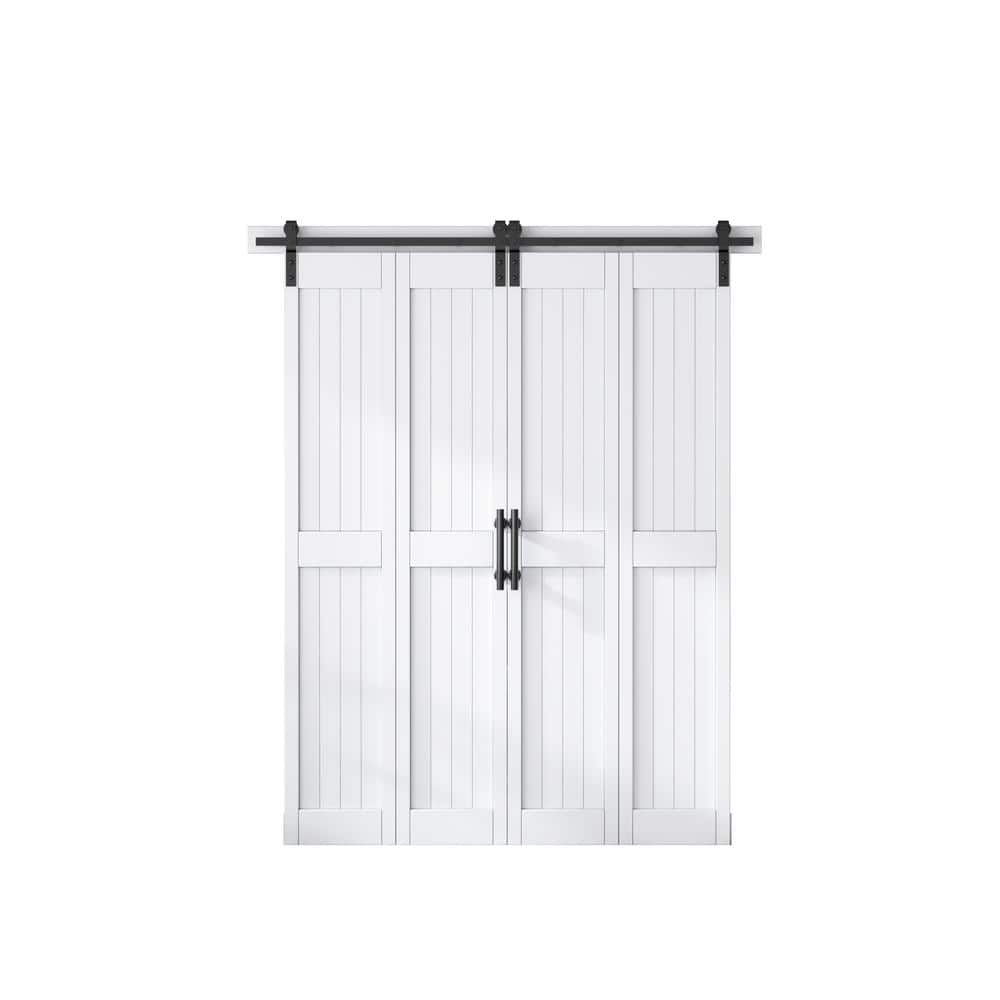 SANDING 60 in. x 84 in. MDF Bi-Fold Barn Door with Hardware Kit ...