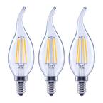 EcoSmart 60-Watt Equivalent B11 Dimmable Candelabra Flame Bent Tip Clear Glass LED Vintage ...