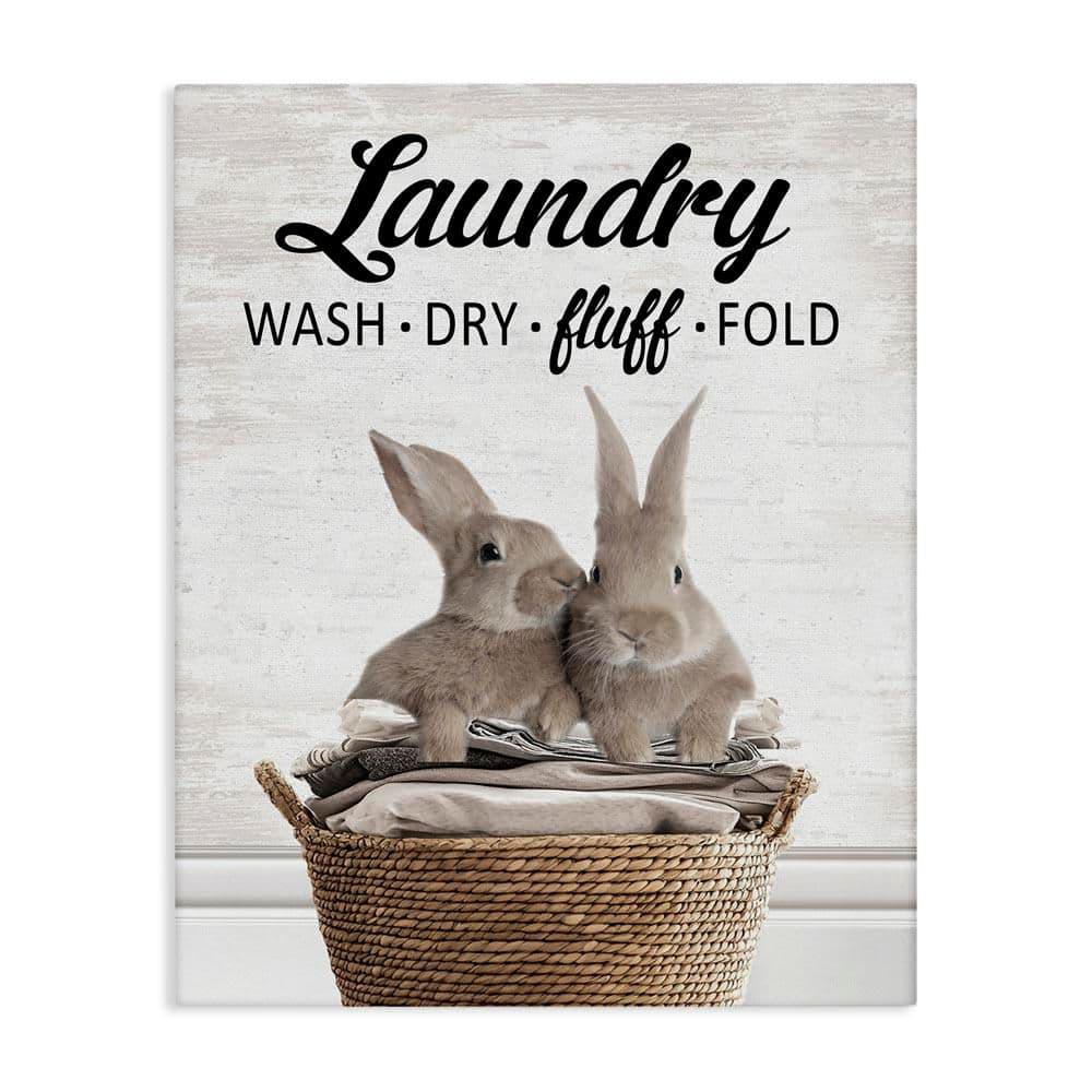 Stupell Industries Bunnies and Laundry Basket by Lettered and Lined ...