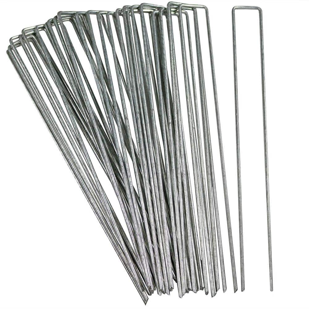 Sunnydaze 12 in. Heavy-Duty Steel Outdoor Landscaping Garden Staples ...