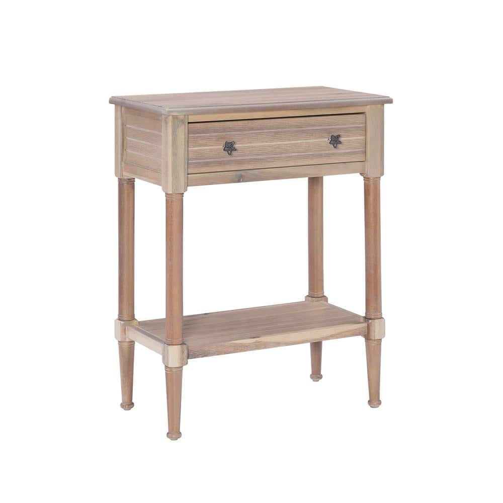 Linon Home Decor Sam 24 in. Natural Brown Rectangle Wood Top End Table ...